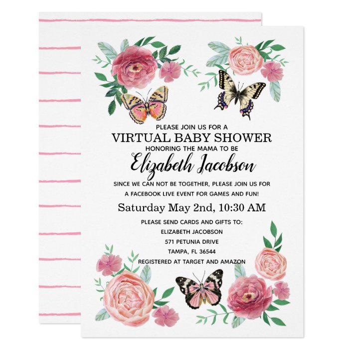 Butterfly Virtual Baby Shower Invitation | Zazzle.com
