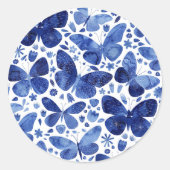 Butterfly Watercolor Blue Classic Round Sticker | Zazzle