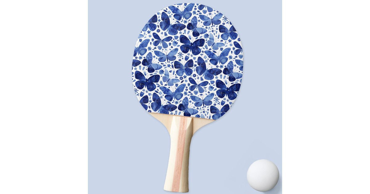 Butterfly Watercolor Blue Ping Pong Paddle | Zazzle
