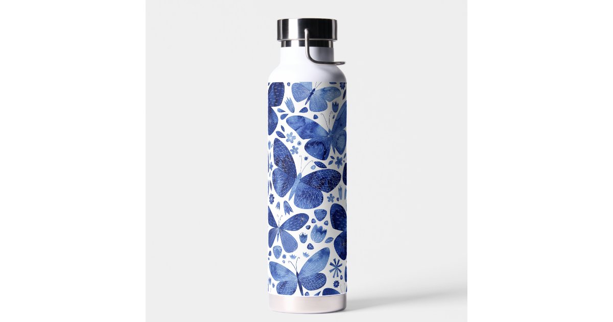 Butterfly Watercolor Blue Water Bottle | Zazzle