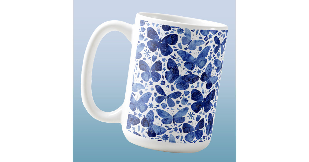 Butterfly Watercolor Indigo Blue Coffee Mug | Zazzle