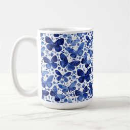 Butterfly Watercolor Indigo Blue Coffee Mug | Zazzle