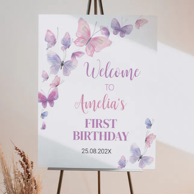 Butterfly Welcome Sign Birthday Baby Shower | Zazzle