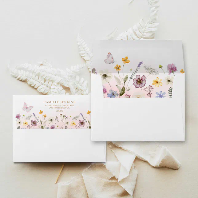 Butterfly Wildflower Girl Baby Shower Envelope | Zazzle