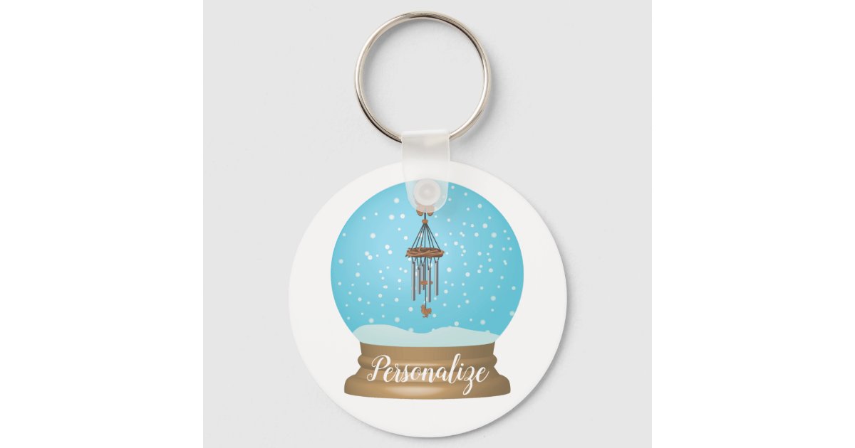 Butterfly windchime snow globe keychain | Zazzle