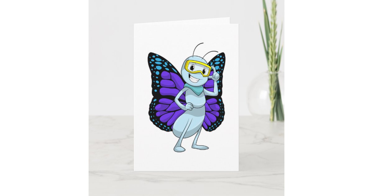 Butterfly with Goggles Card | Zazzle