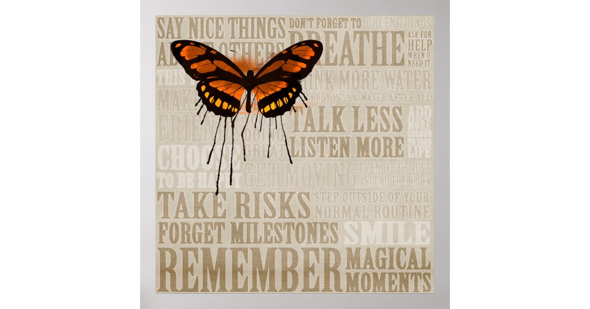 Butterfly with Words Poster | Zazzle