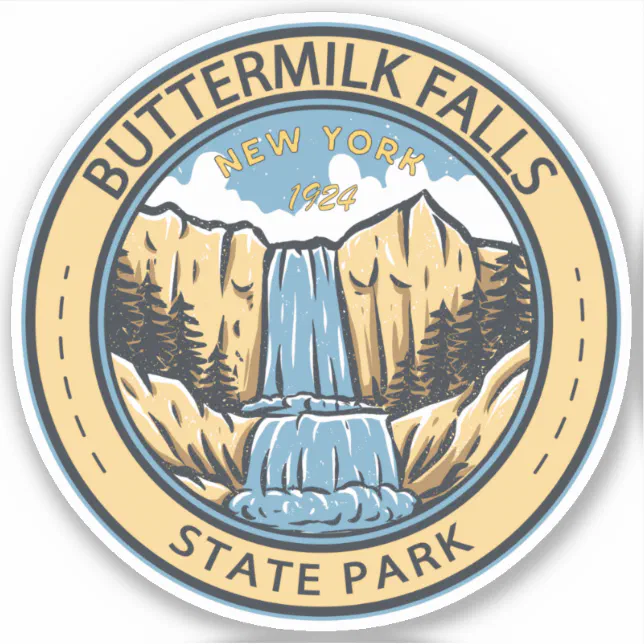 Buttermilk Falls State Park New York Badge Sticker | Zazzle
