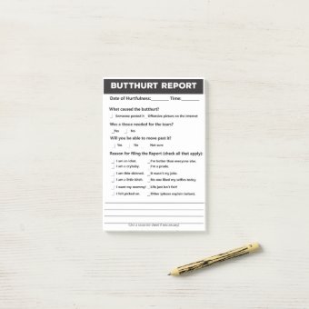 Butthurt Report Form Post-it® Notes, 4" x 6" Post-it Notes | Zazzle