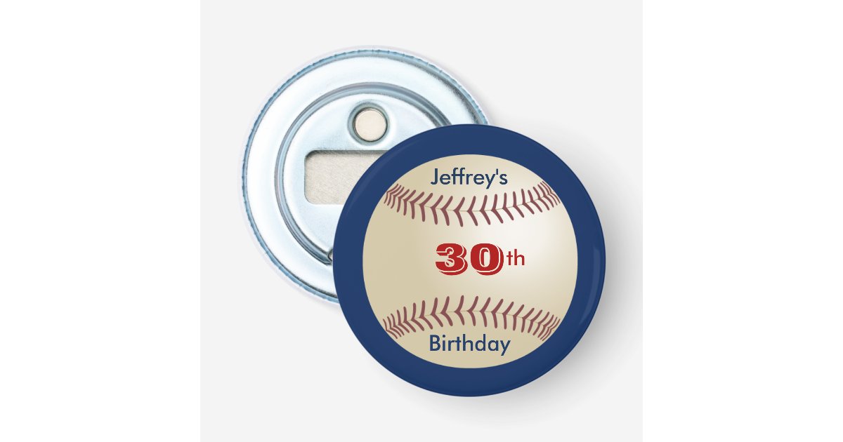 Button Bottle Opener Baseball Party Favor | Zazzle