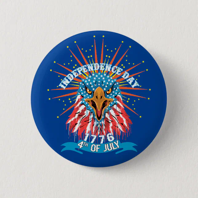 Button pin American beautiful Impressive Eagle blu | Zazzle