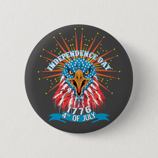 Button pin American beautiful Impressive Eagle gra | Zazzle