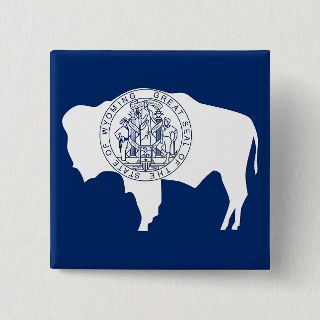 Button with Flag of Wyoming | Zazzle