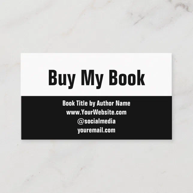 Buy My Book Black and White Author Marketing Business Card | Zazzle