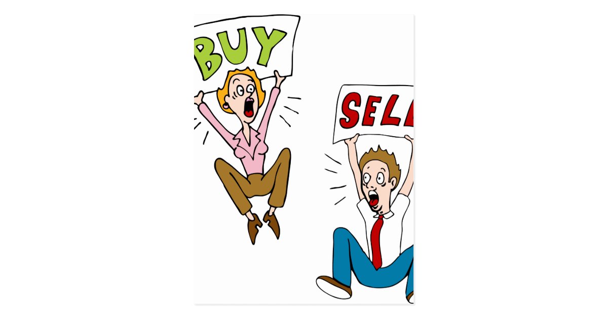 Buy Sell Investors Cartoon Postcard | Zazzle.com