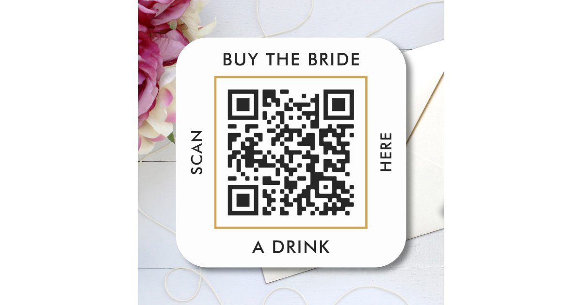 Buy The Bride A Drink Custom QR Code Bachelorette Square Sticker | Zazzle