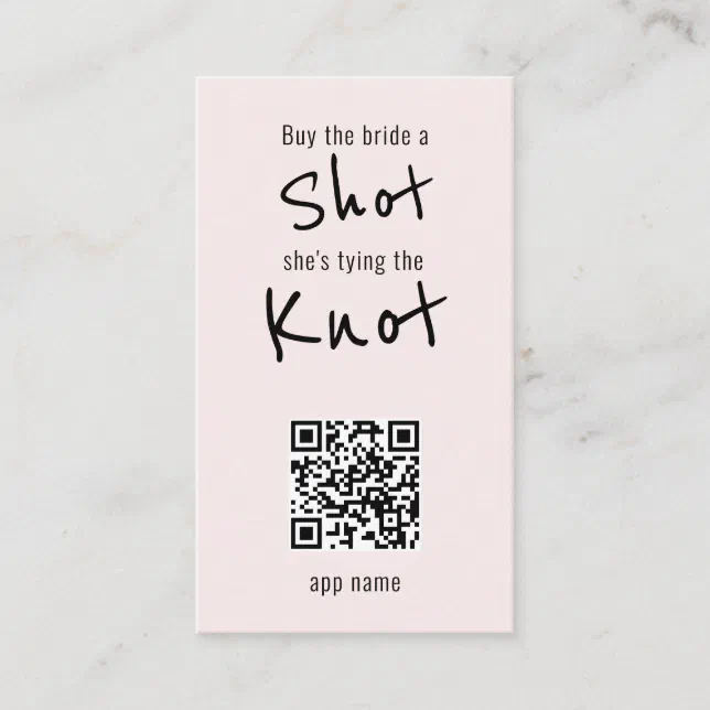 Buy the Bride a Shot QR Code Blush Business Card | Zazzle