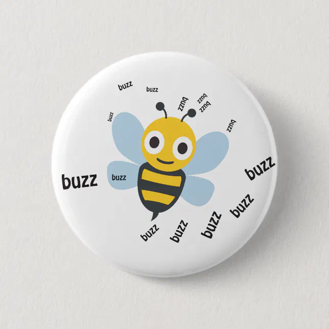 Buzz Bee Cute Emoji Pinback Button | Zazzle