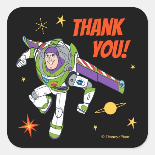 Buzz Lightyear Birthday Thank You Square Sticker | Zazzle