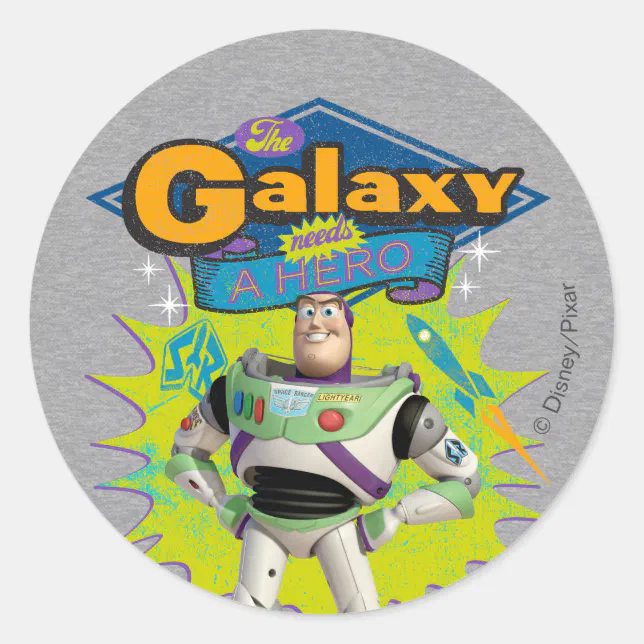Buzz Lightyear | The Galaxy Needs a Hero Classic Round Sticker | Zazzle