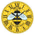Buzzing Bumblebee and Honeycomb Icon Sans text Large Clock | Zazzle.com