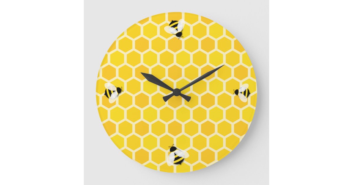 Buzzing busy bee large clock | Zazzle