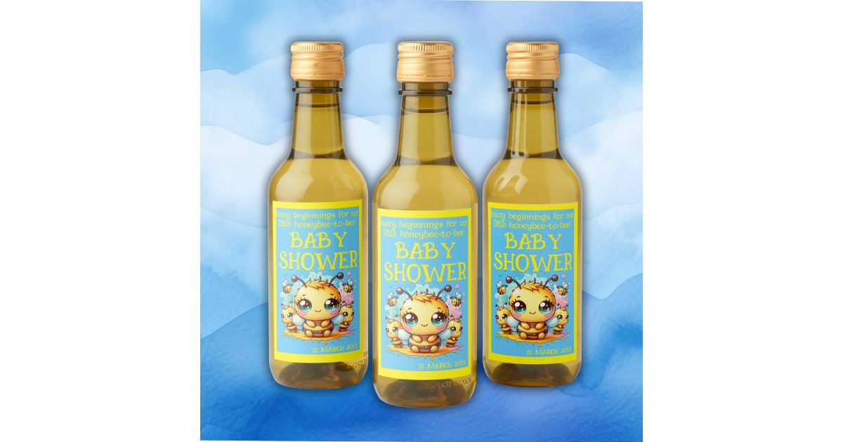 Buzzy beginnings honeybee-to-bee Baby Shower | Wine Label | Zazzle