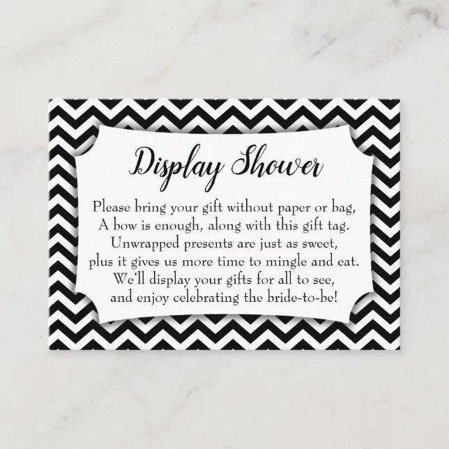 BW Chevron No Wrap Display Bridal Shower Gift Card | Zazzle