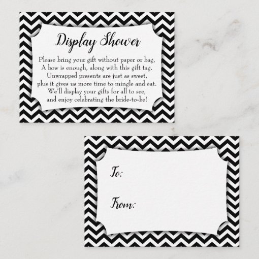 BW Chevron No Wrap Display Bridal Shower Gift Card | Zazzle