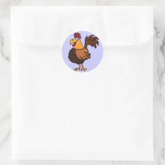 BW- Funny Rooster Cartoon Stickers | Zazzle