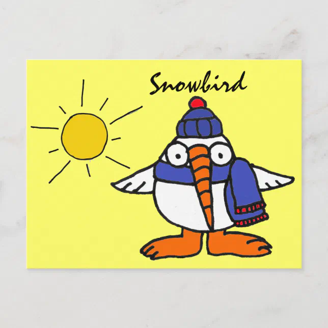 BW- Funny Snowbird Postcard | Zazzle