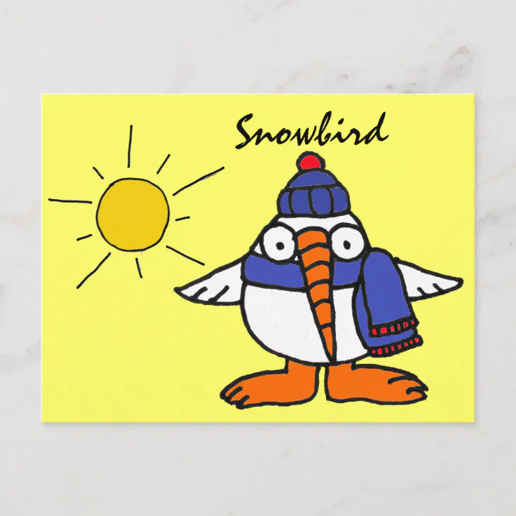 BW- Funny Snowbird Postcard | Zazzle