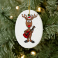 BW- Reindeer Playing Guitar Christmas Ornament | Zazzle