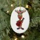 BW- Reindeer Playing Guitar Christmas Ornament | Zazzle