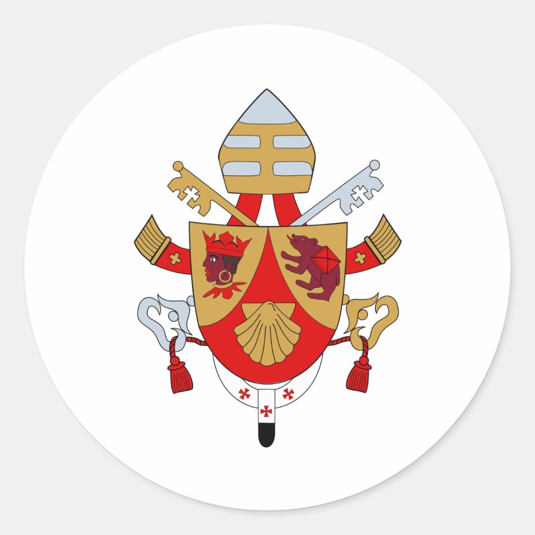 BXVI Pope Coat Emblem Heraldry Official Symbol Classic Round Sticker ...