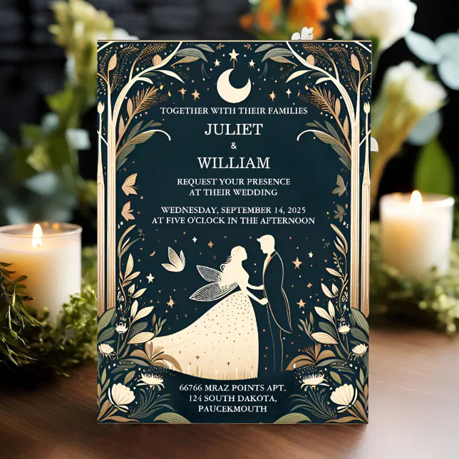 By Witch Magical Dream Mystical Stars Moon Wedding Invitation | Zazzle