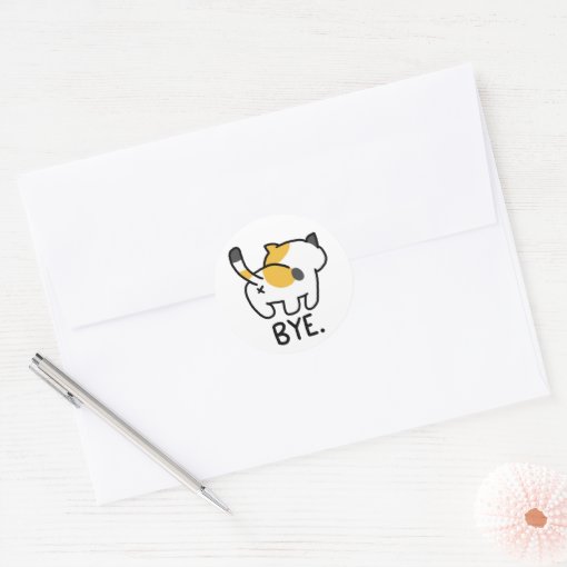 Bye - Funny cat Classic Round Sticker | Zazzle