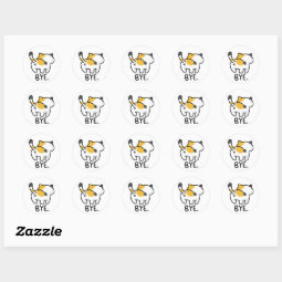 Bye - Funny cat Classic Round Sticker | Zazzle