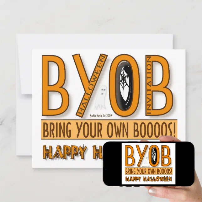BYOB: Bring Your Own Boos Halloween Invitation | Zazzle