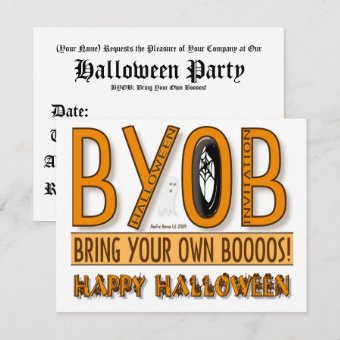 BYOB: Bring Your Own Boos Halloween Invitation | Zazzle