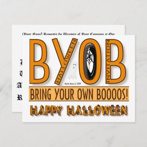 BYOB: Bring Your Own Boos Halloween Invitation | Zazzle