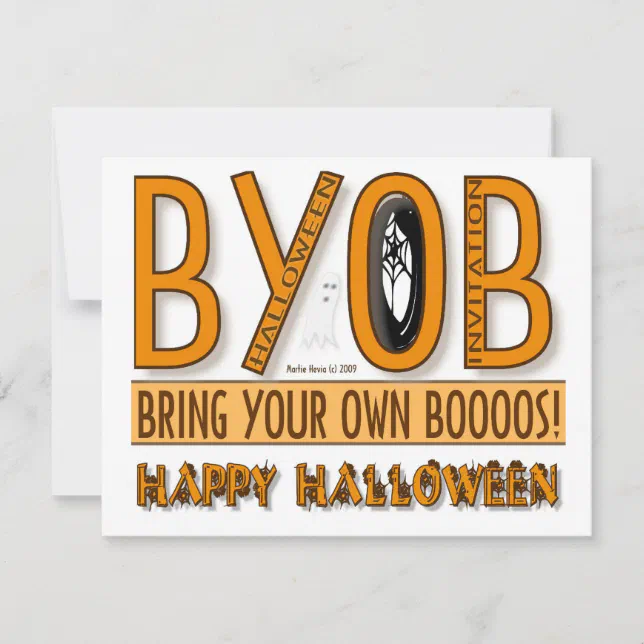 BYOB: Bring Your Own Boos Halloween Invitation | Zazzle