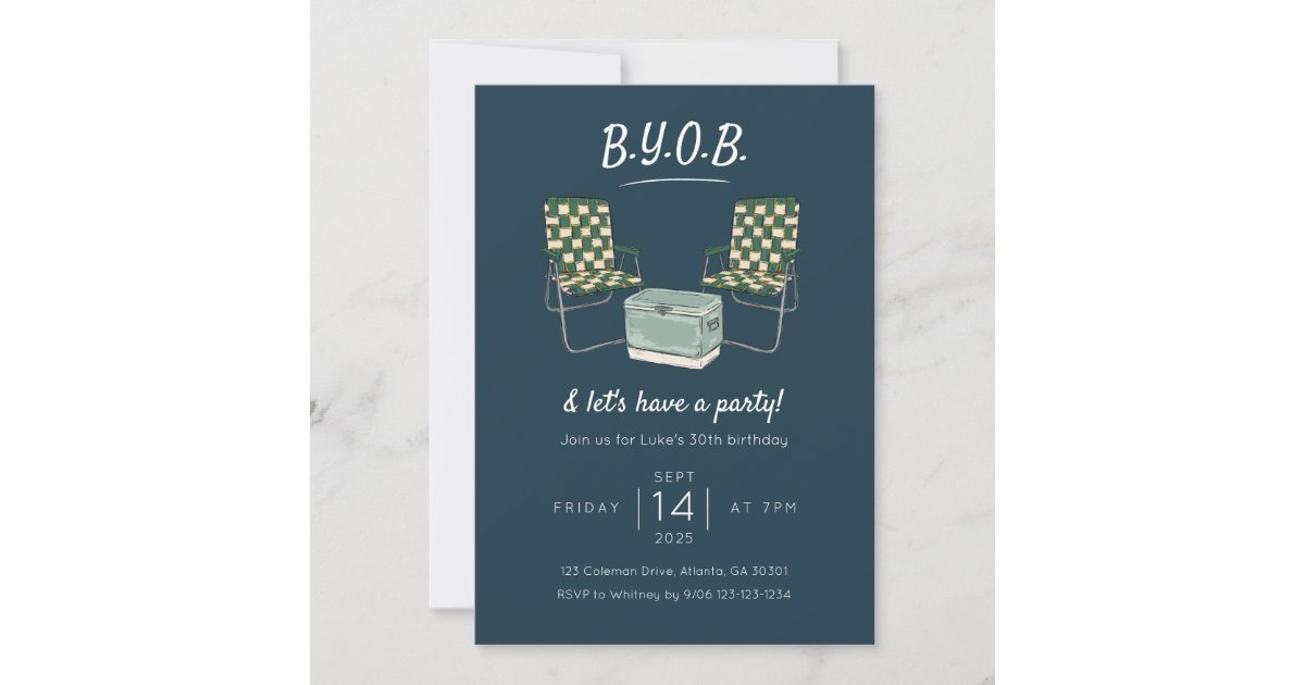 BYOB Guy's Birthday Party Invitation | Zazzle