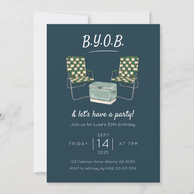 BYOB Guy's Birthday Party Invitation | Zazzle