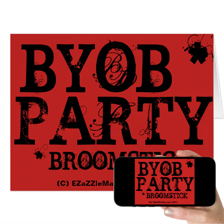BYOB* PARTY Invitation * = Broomstick | Zazzle