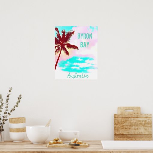 Byron Bay Australia hipster palm vintage travel Poster | Zazzle