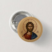Byzantine Christian Orthodox Icons: Jesus Christ Button | Zazzle