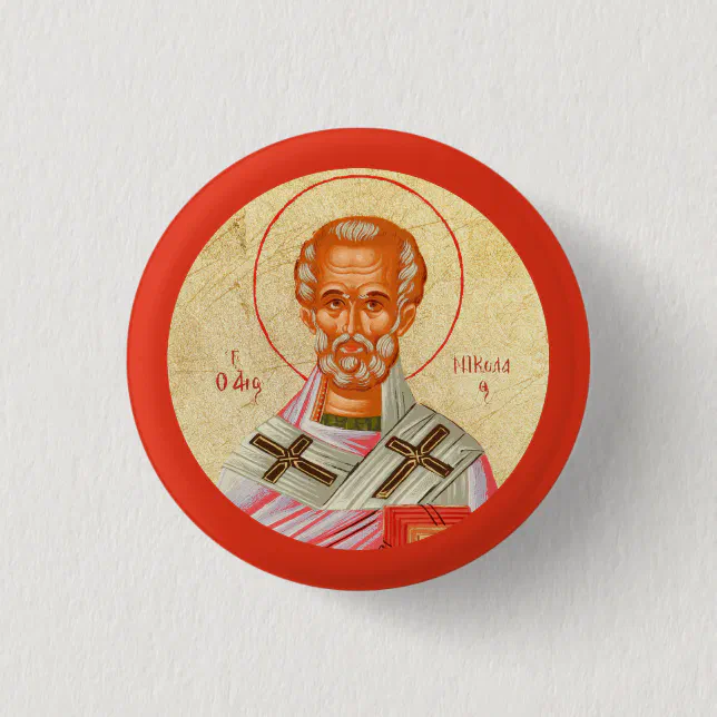 Byzantine Christian Orthodox Icons: St. Nickolas Button | Zazzle