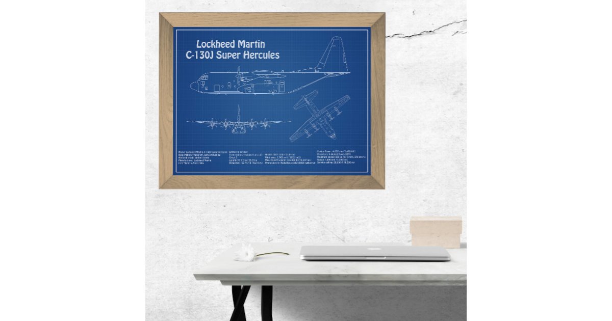 C-130 Hercules - Airplane Blueprint Plans AD Photo Print | Zazzle