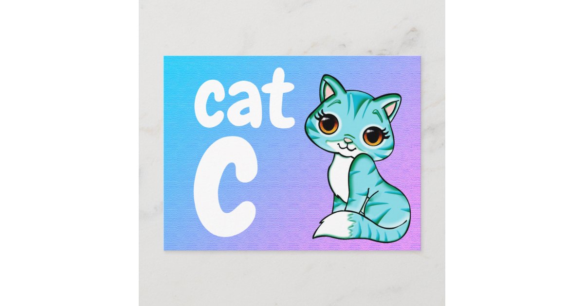 c - cat flash card | Zazzle
